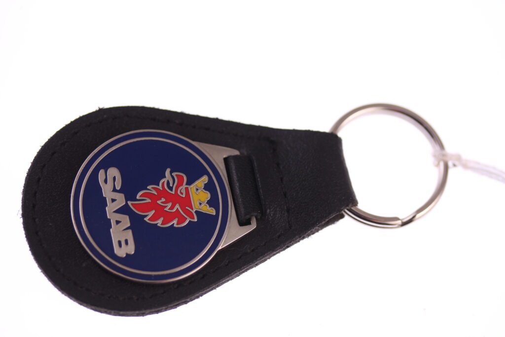 Saab – original early 2000s keyring – Classic Leather Fobs