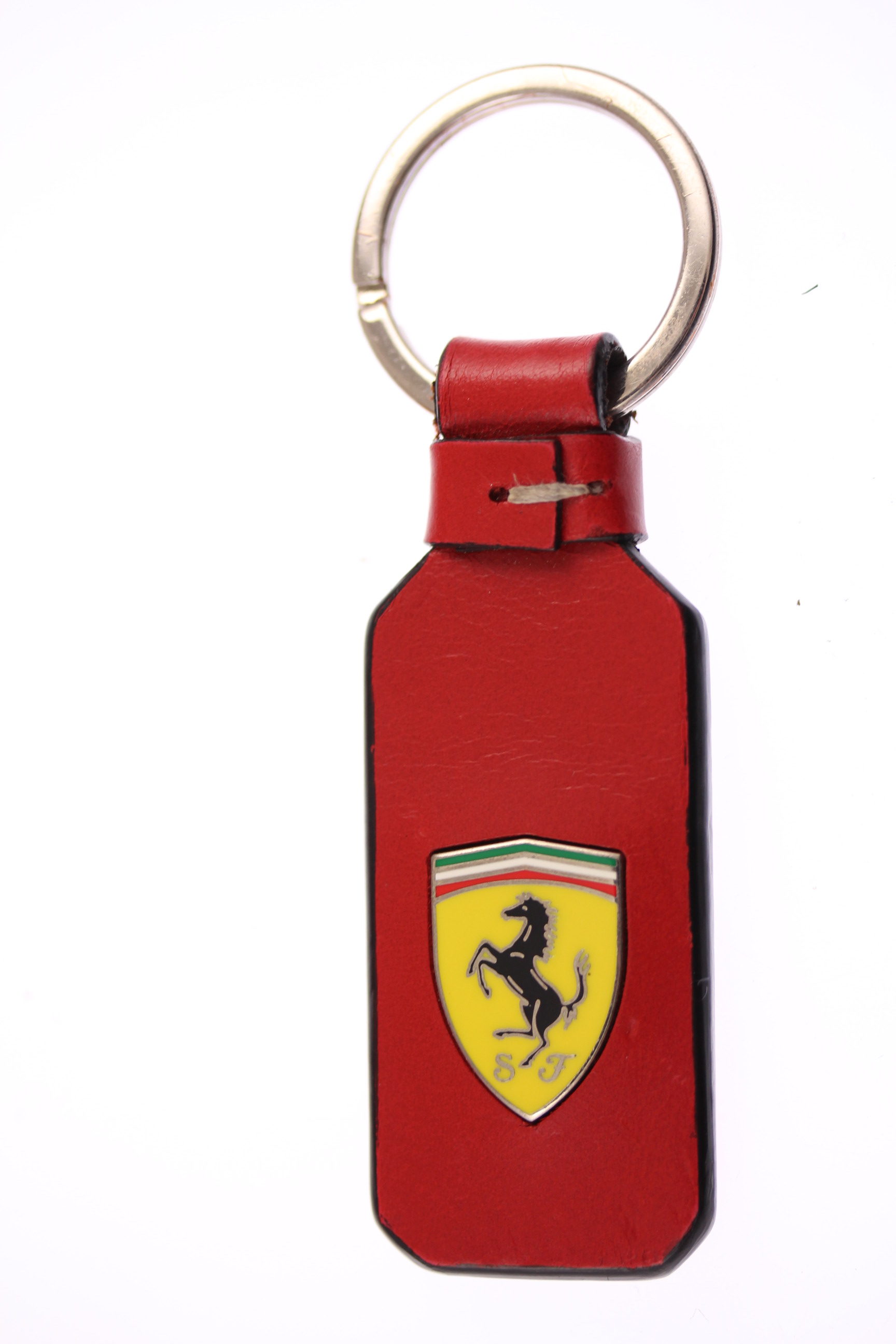 Ferrari - original 2000s genuine Ferrari keyring in Rosso hide ...