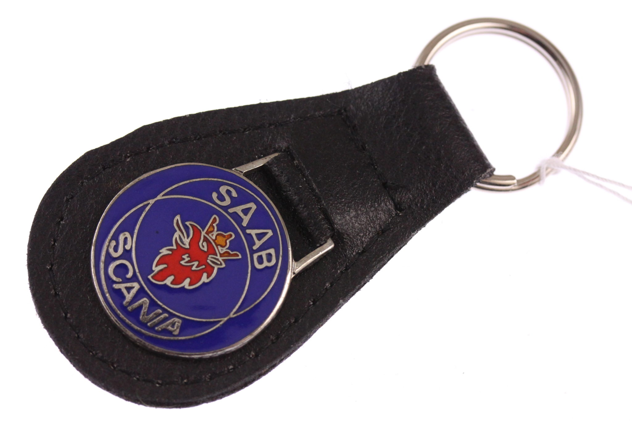 Saab Scania - original vintage 1990s? keyring - Classic Leather Fobs
