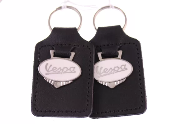 Vespa - late 1990s/ early 2000s keyring with white enamel badge ...