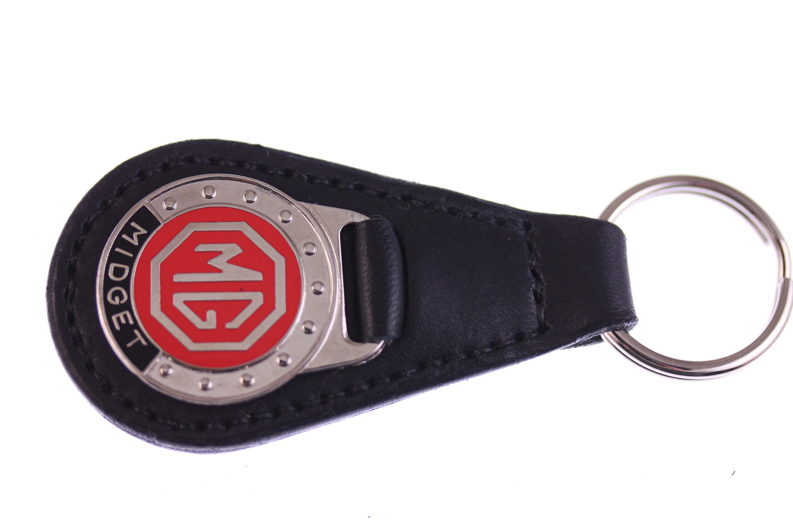 MG Midget - brand new badge remounted onto a new leather keyfob ...