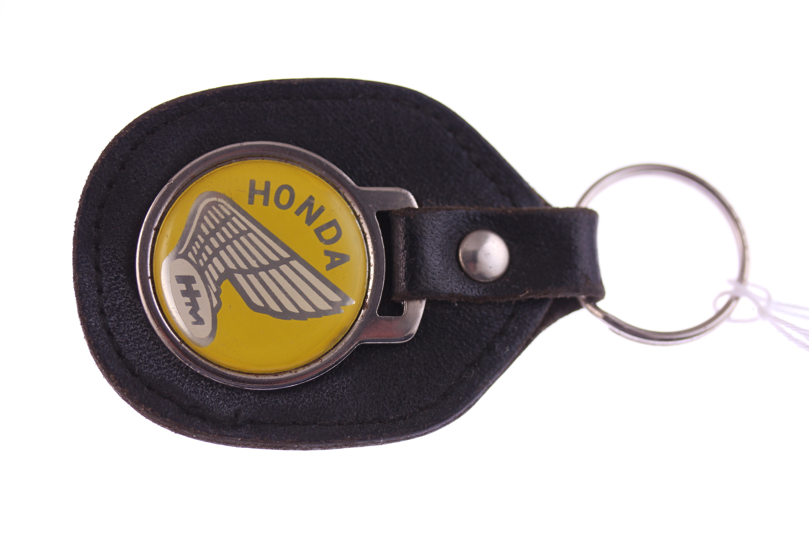 Honda motorcycle - original late 1970s/ 1980s keyring with yellow ...